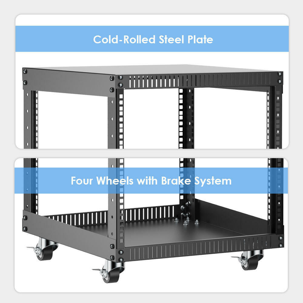 42U Mobile Open Frame Server Rack with Wheels + PDU (6 Outlets ...