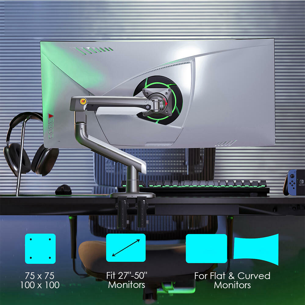 Heavy Duty - Dual Clamp - Single Gaming Monitor Desk Mount for 27'' to ...