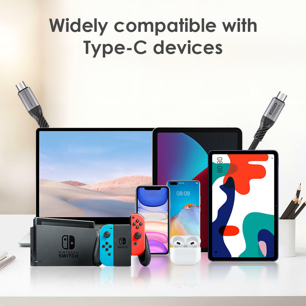 3ft USB4 Type-C to C Cable – 80Gbps Speed – PrimeCables