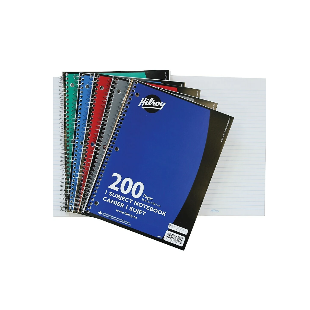 Hilroy® 200 Pages 1-Subject Notebook, 10-1/2 x 8”, 3-Hole Punched ...