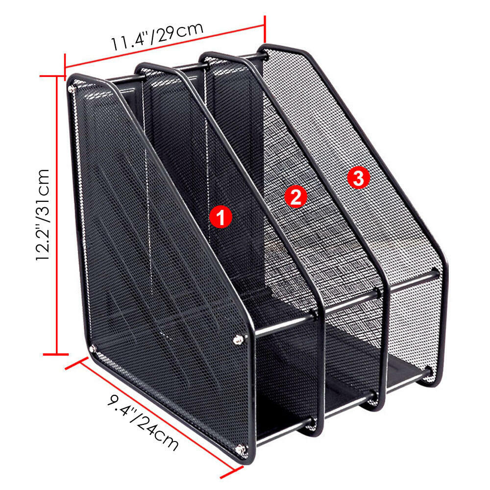 3-Tier Metal File Rack Organizer – Mesh Tray