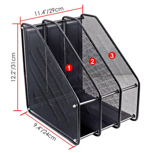 3-Tier Metal File Rack Organizer – Mesh Tray