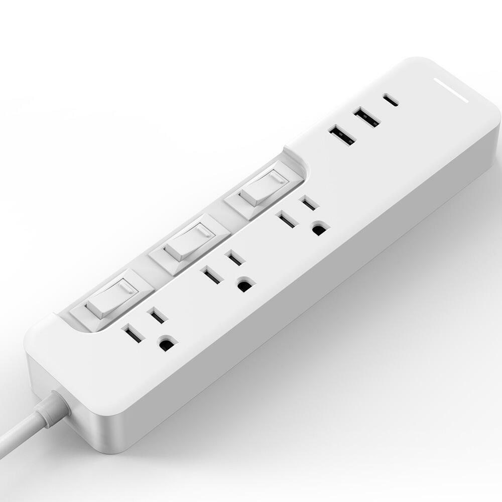 GaN 3 AC Outlets Surge Protector Power Strip with 1 USB C and 2 USB A ...