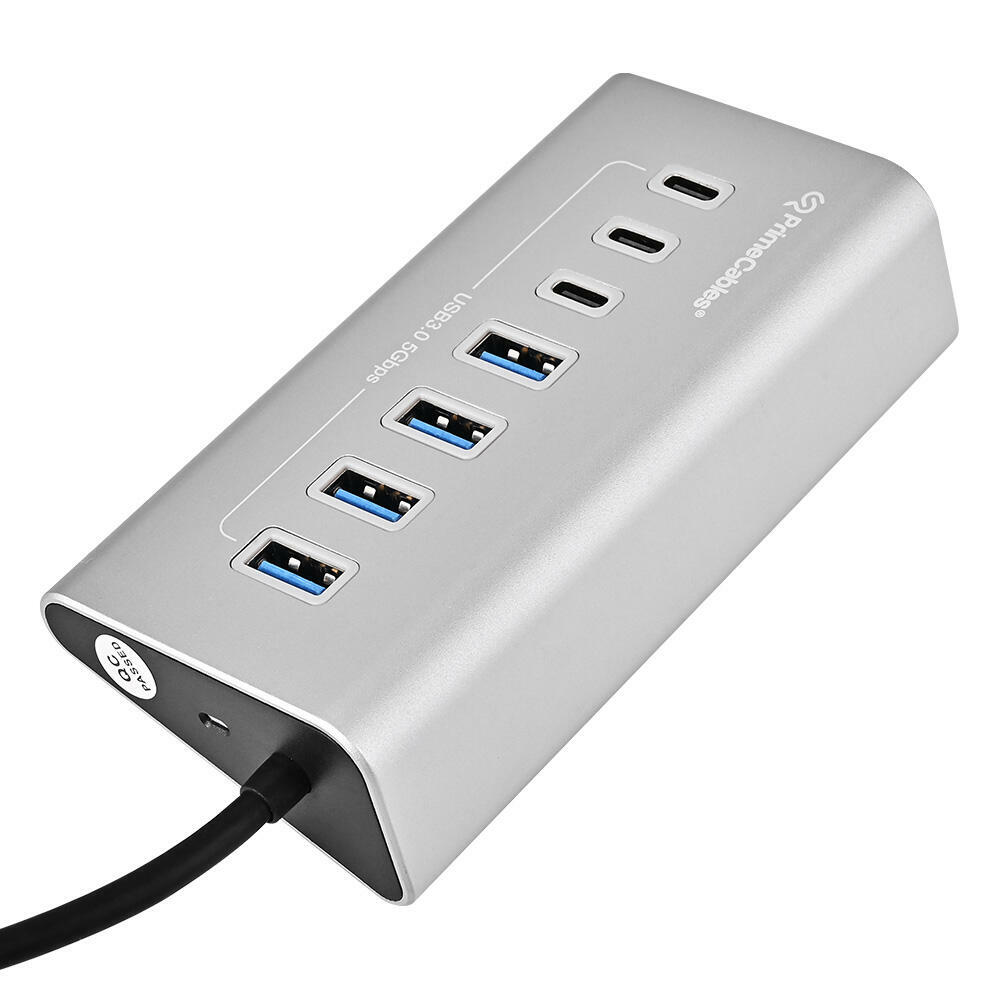 7-Port Aluminum USB Hub with 5Gbps 3 USB-C and 4 USB-A Ports - PrimeCables®