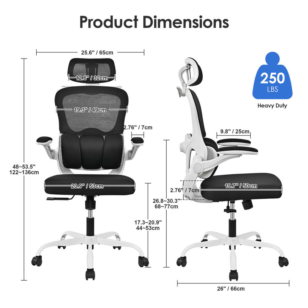 Ergonomic Mesh Office Chair with 3-Stage Lumbar Support