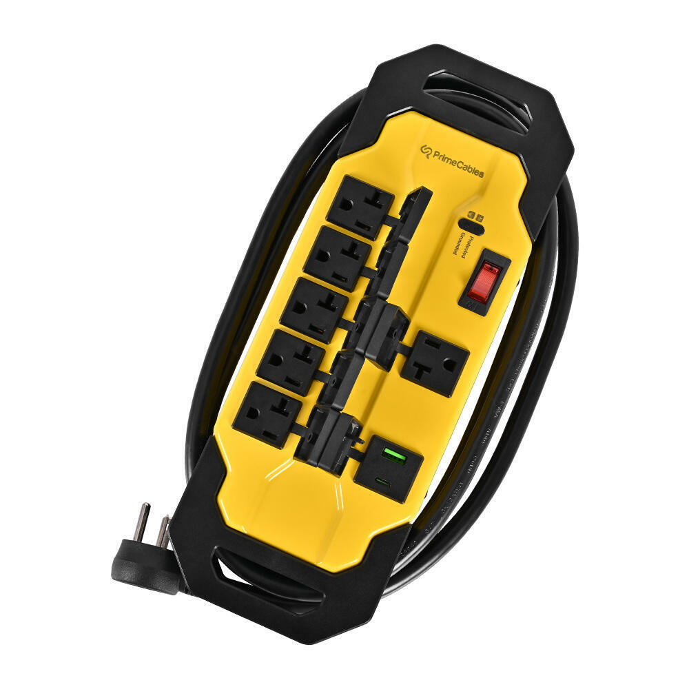6-Outlets Heavy Duty Surge Protector Power Strip with 2 USB Ports, 20A ...
