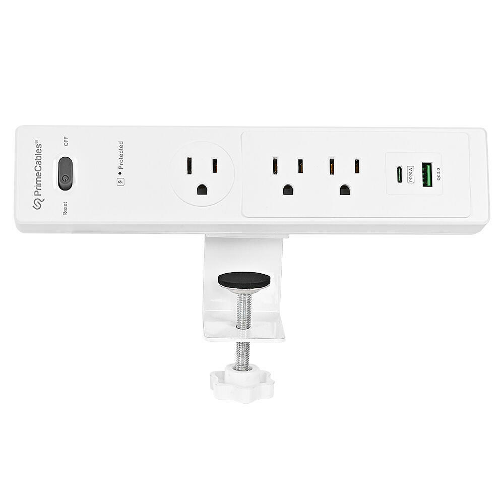 980J 3-Outlets Clamp Surge power Strip with 1 USB-A & PD20W USB-C Ports ...