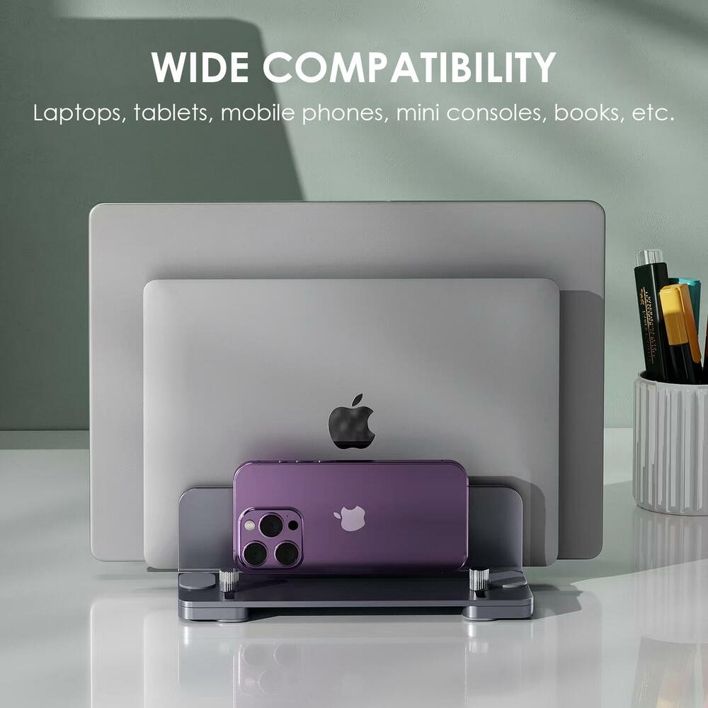 Aluminum Vertical Laptop Holder Adjustable Desk Stand for Laptops and ...