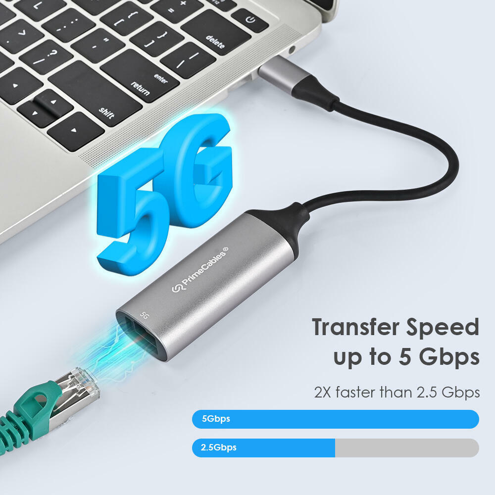 USB-C to 5G Ethernet Adapter, Aluminum Body, Plug-and-Play - PrimeCables®