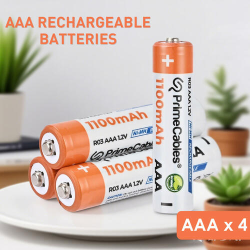 1100mAh High Capacity Ni-MH AAA Rechargeable Batteries, Pack of 4 ...