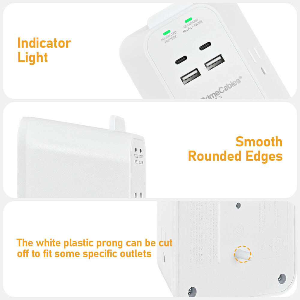 Trapezoid 900J Surge Protector 5-Outlet Extender with 2 USB-C + 2 USB-A ...