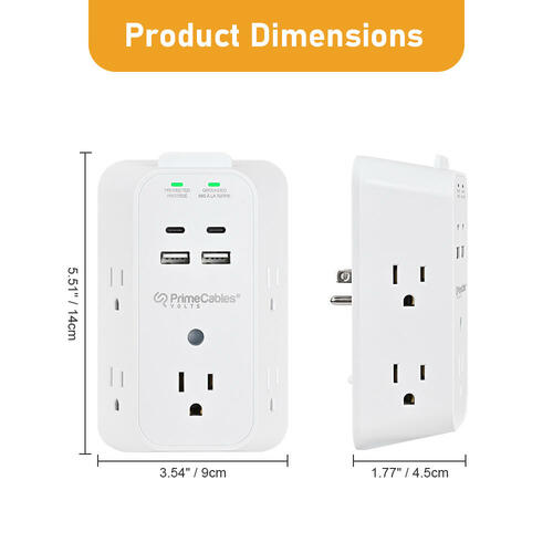 Trapezoid 900J Surge Protector 5-Outlet Extender with 2 USB-C + 2 USB-A ...