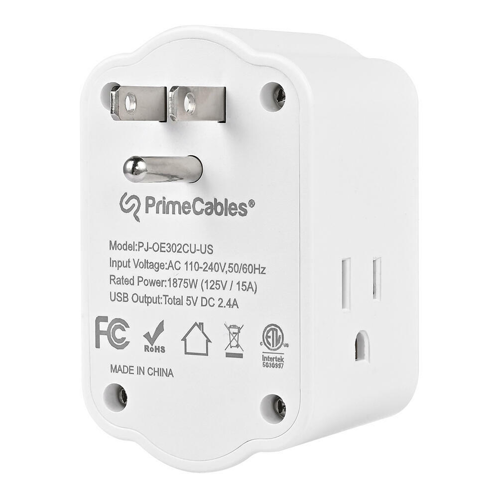 3 Outlet US wall socket with 3 USB Charge (2 USB-A + 1USB -C)