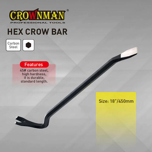 18''/45cm Carbon Steel Dual-Head Hex Crow Bar for Prying Boards, Prying ...