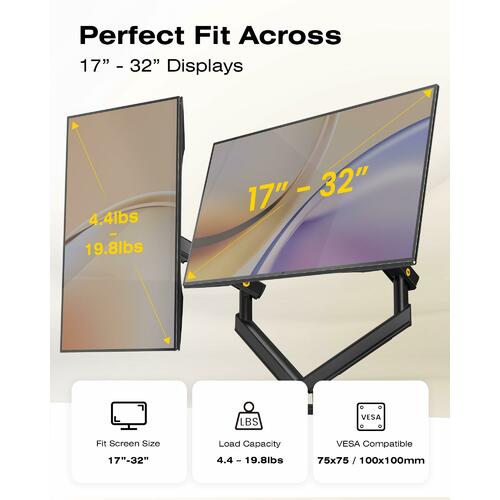 A5C Dual Monitor Arm, Dual Monitor Stand for 17'' to 32“ Screen up to ...