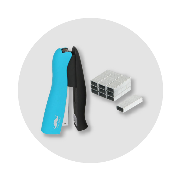 Stand-Up Stapler, Half-Strip, 20-Sheet Capacity - Moustache®