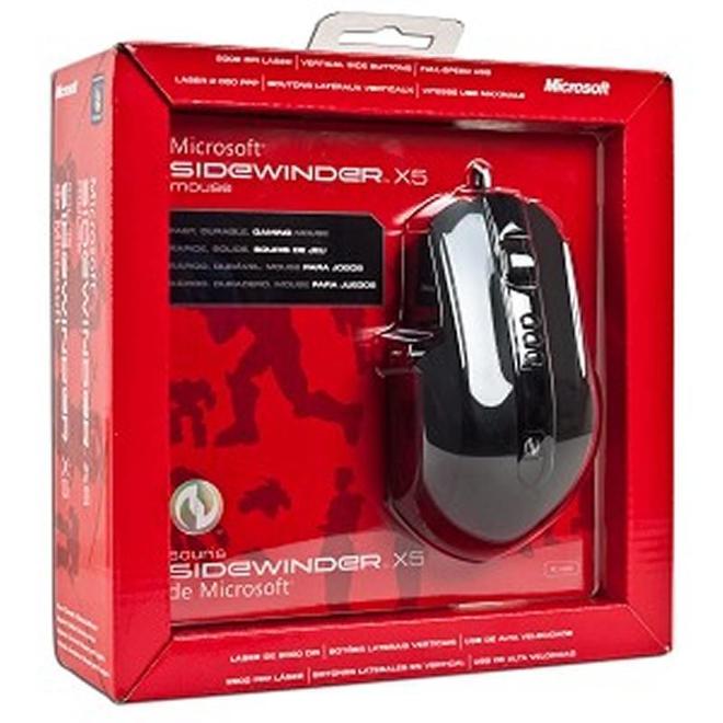 Microsoft SideWinder X5 Mouse w/2000 DPI Laser/Vertical Side Button ...