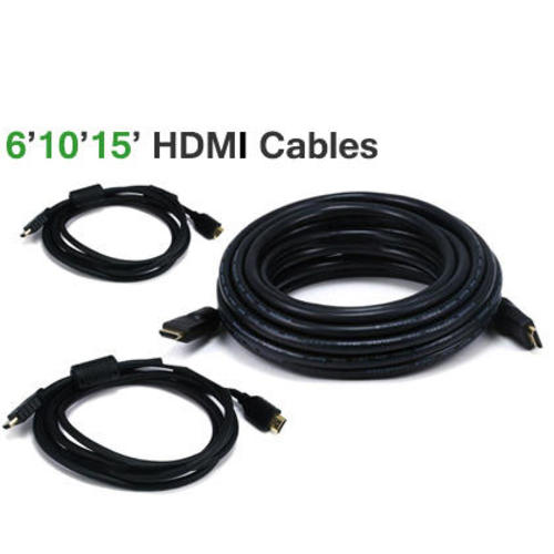 High Quality 6Ft/10Ft/15Ft HDMI Cable w/Ferrite (Gold Plated Connectors ...