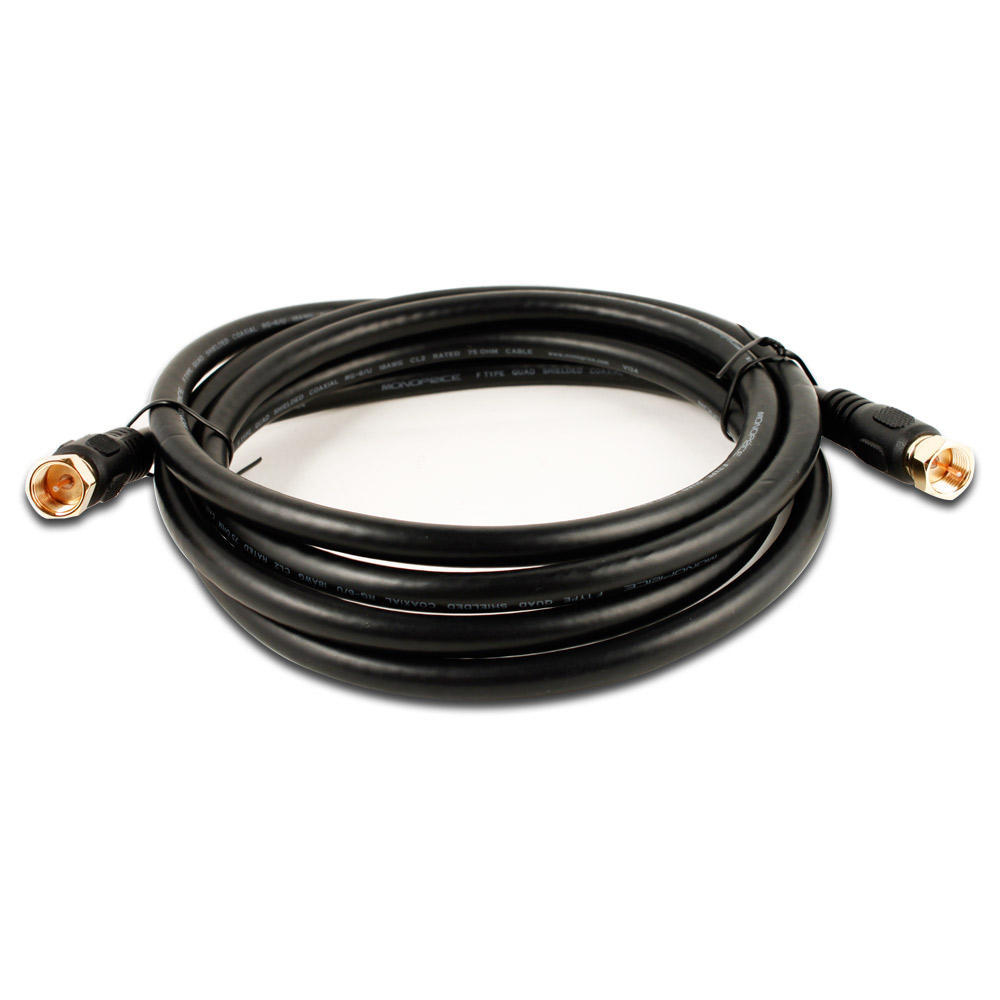 RG6 (18AWG) 75Ohm, Quad Shield, CL2 Coaxial Cable with F Type ...