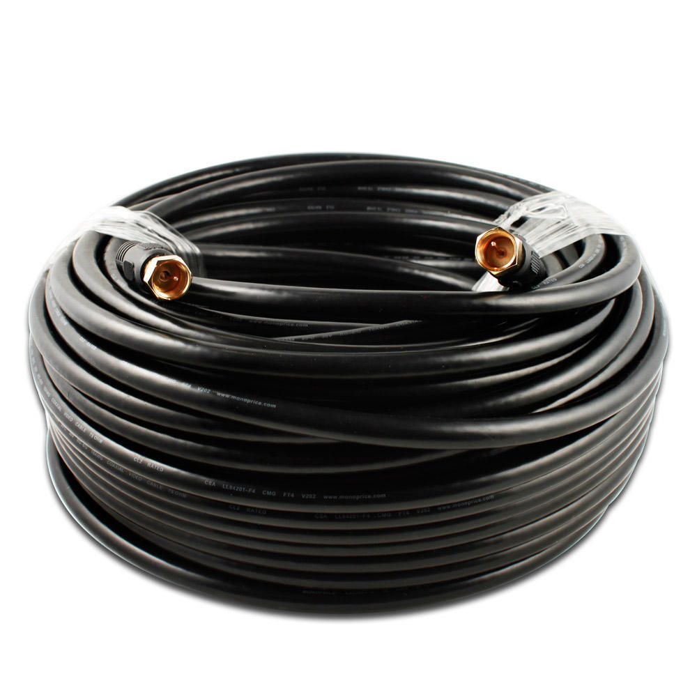 RG6 (18AWG) 75Ohm, Quad Shield, CL2 Coaxial Cable with F Type ...