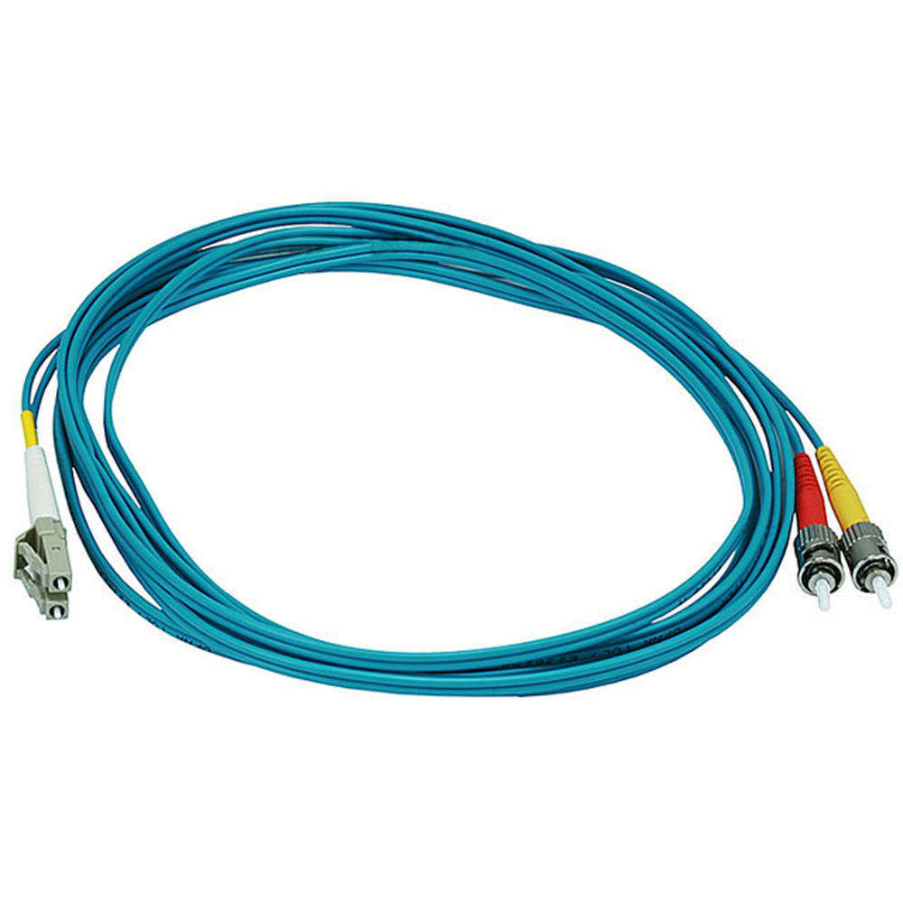 10Gb Fiber Optic Cable, LC/ST, Multi Mode, Duplex (50/125 Type) - Aqua ...