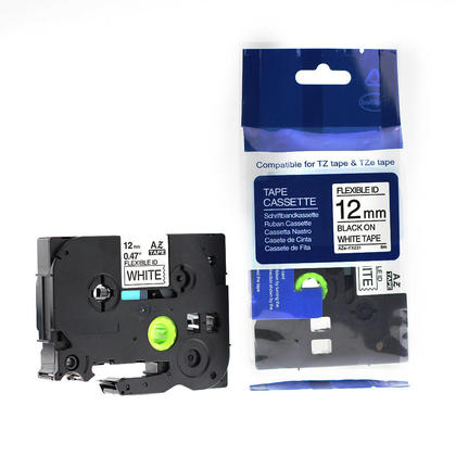 Brother TZe-FX231 Label Tape, 12mm(0.47"), Black on White, Flexible ID ...