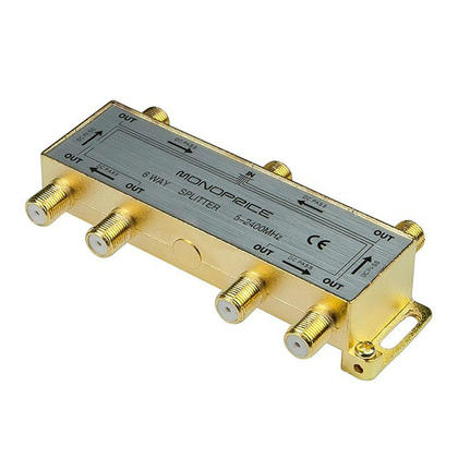 Premium 6-Way Coaxial Cable Splitter, F Type Screw, 5~2400 MHz - Monoprice®