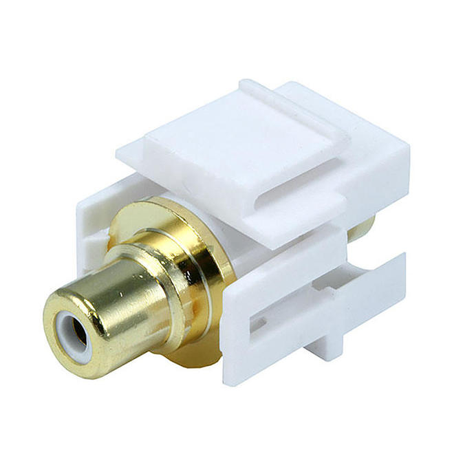 Modular RCA w/White Center Keystone Jack, Flush Type - White - Monoprice®
