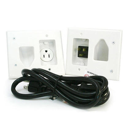 Recessed Pro Power Kit with Straight Blade Inlet, White - Monoprice®