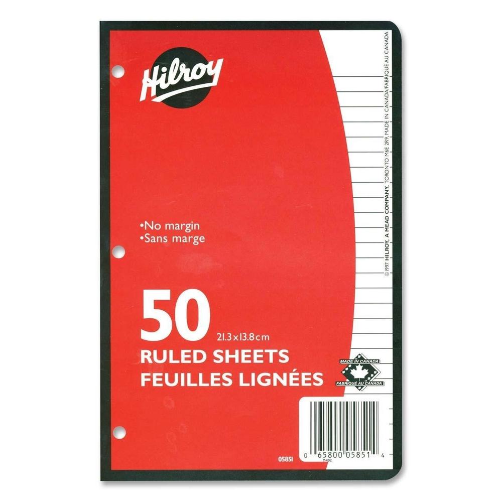 Hilroy® 7mm Ruled Filler Paper, 5.43" x 8.62", Assorted, 50 Sheets, 3 ...