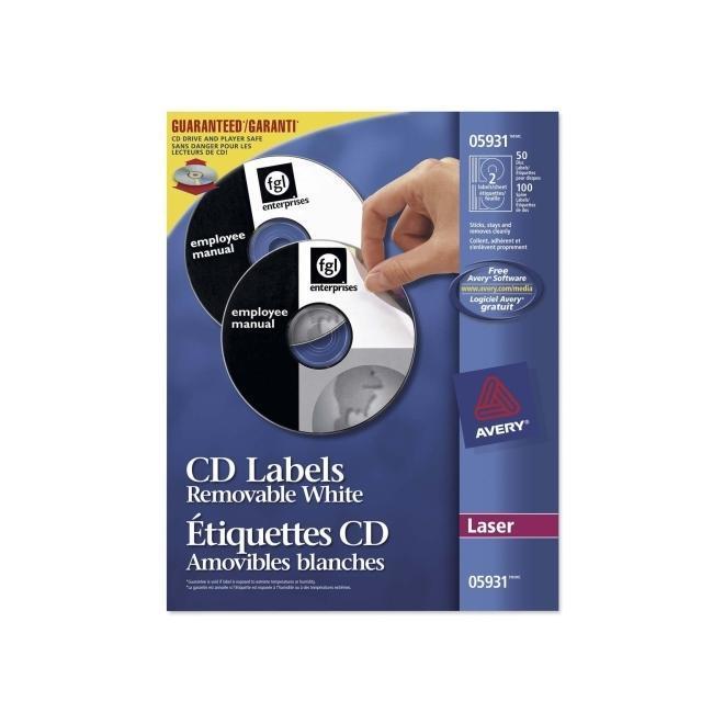 Avery CD/DVD Label(s) 50 Sheet - Laser - White