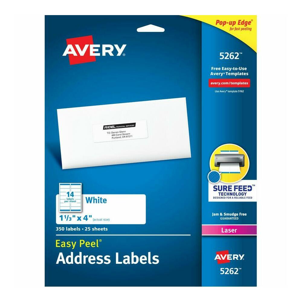 Avery® Easy Peel® White Laser Address Labels - 4" x 1-1/3"