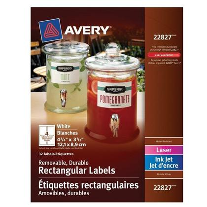 Avery® Durable Removable Adhesive Rectangular Labels of 3-1/2 x 4-3/4 ...