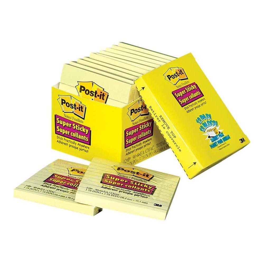 Post-It® Super Sticky Notes Cabinet Pack, 3" x 3", Canary Yellow, 24 Pads