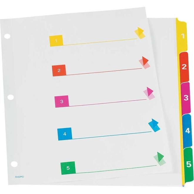 Oxford 8 Tab Dividers with Plastic Reinforced Tabs - Assorted Colours