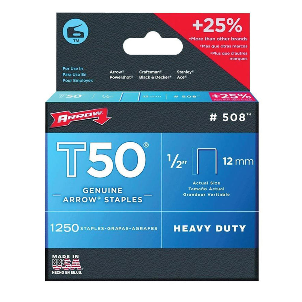 Arrow® T50™ Heavy-Duty Staples, 1250/box