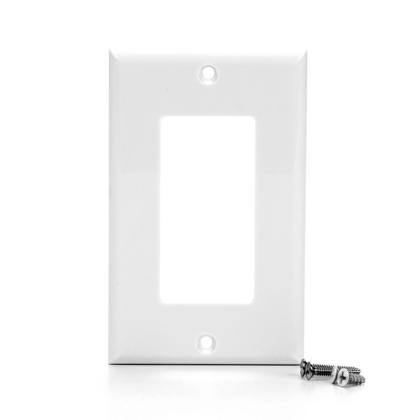 1-Gang Plastic Decora Wall Plate, White - PrimeCables®