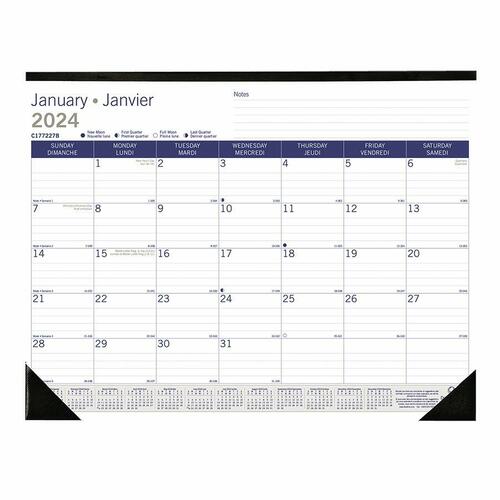 Blueline® DuraGlobe™ deskpad calendrier mensuel, 2023, 22 x 17 ", bilingue