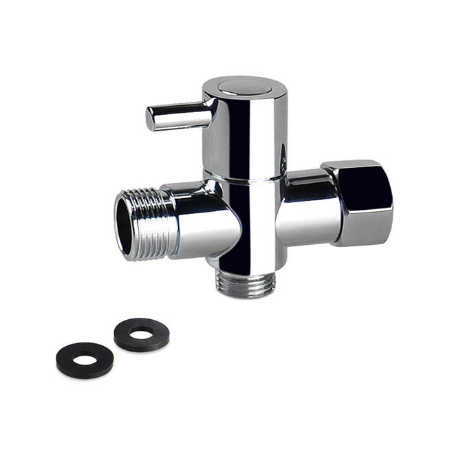 Amazetec ® Toilet Lavatory Copper T-adapter with Shut-off Valve 3-way ...