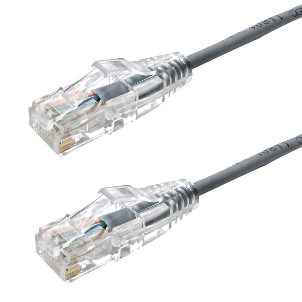 Cat6A UTP 28AWG 10GB Ultra-Thin Patch Ethernet Cables - Grey