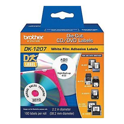 Brother Original DK1207 Die-Cut CD/DVD Film Labels, 2-1/3" Diameter ...