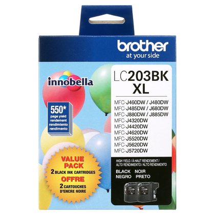Brother LC203BK Original Black Ink Cartridge Twin Pack High Yield