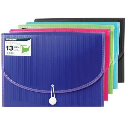 Winnable 13 Pockets Expanding Poly File, Letter Size, Assorted Colours