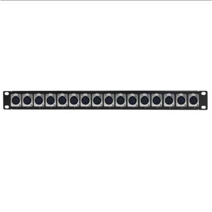 16 Port XLR Female Patch Panel, 19 inch rackmount 1U
