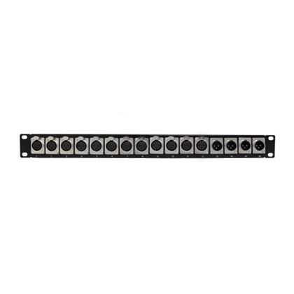 12-Port XLR Female + 4-Port XLR Male Patch Panel, 19 Inch Rackmount 1U