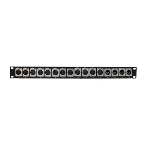 12-Port XLR Female + 4-Port XLR Male Patch Panel, 19 Inch Rackmount 1U