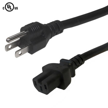 NEMA 5-15P to IEC C15 Power Cable - 14AWG SJT
