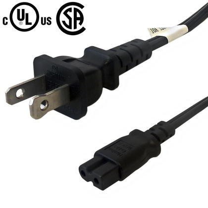 NEMA 1-15P to IEC C7 Power Cable - 18AWG 7A SPT-2
