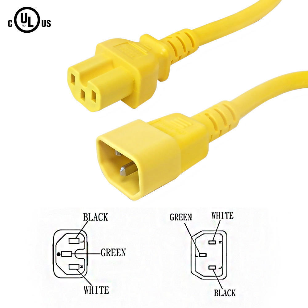 Durable IEC C14 to IEC C15 Power Cord - 3ft