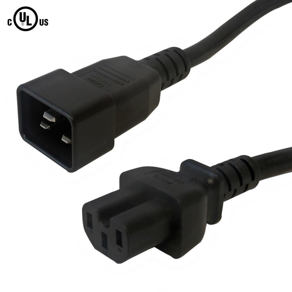 Câble d'alimentation IEC C20 à IEC C15 - 14AWG SJT
